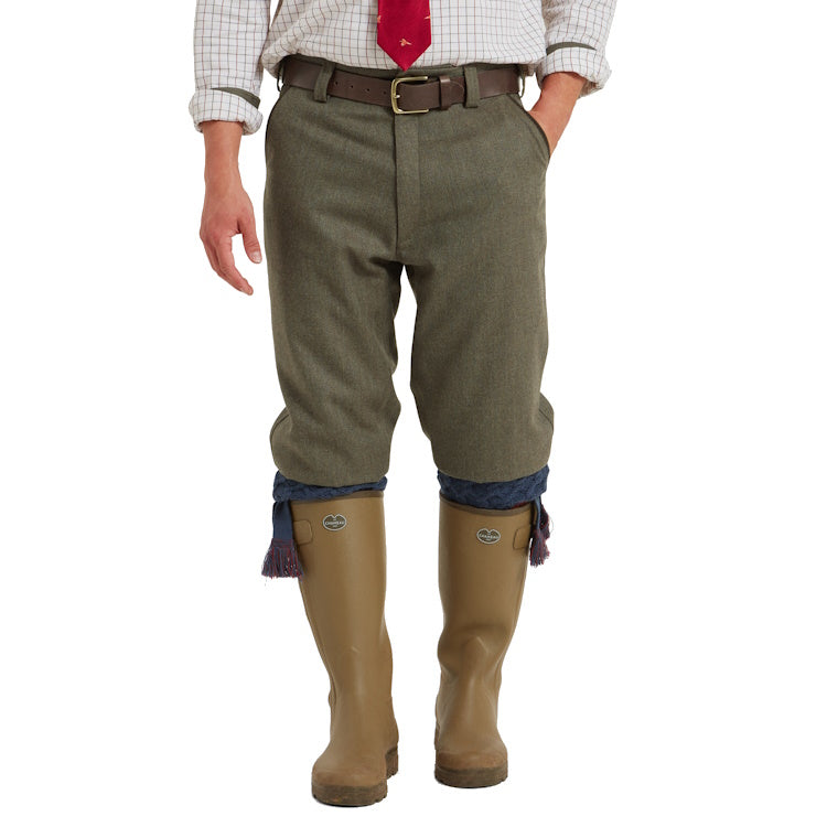 Schoffel Tweed Plus Twos - Loden Green Herringbone Tweed - John Norris