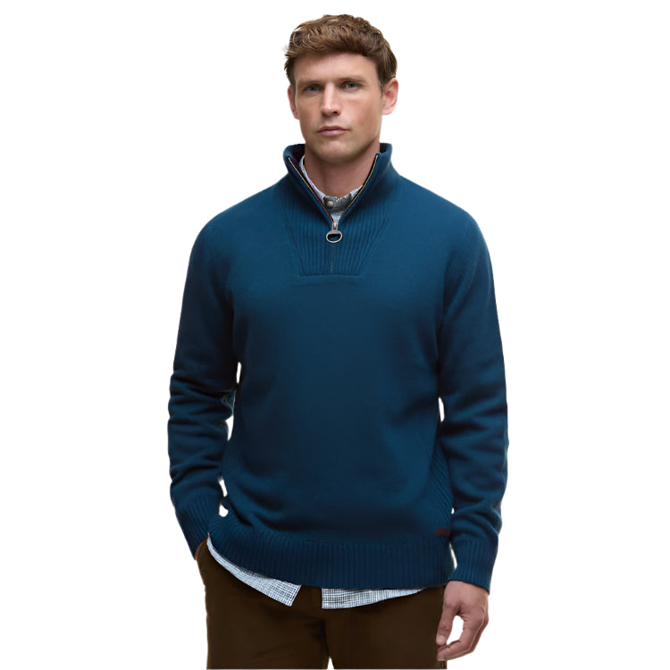 Barbour Nelson Essential Half Zip Sweater - Mallard Green - John Norris